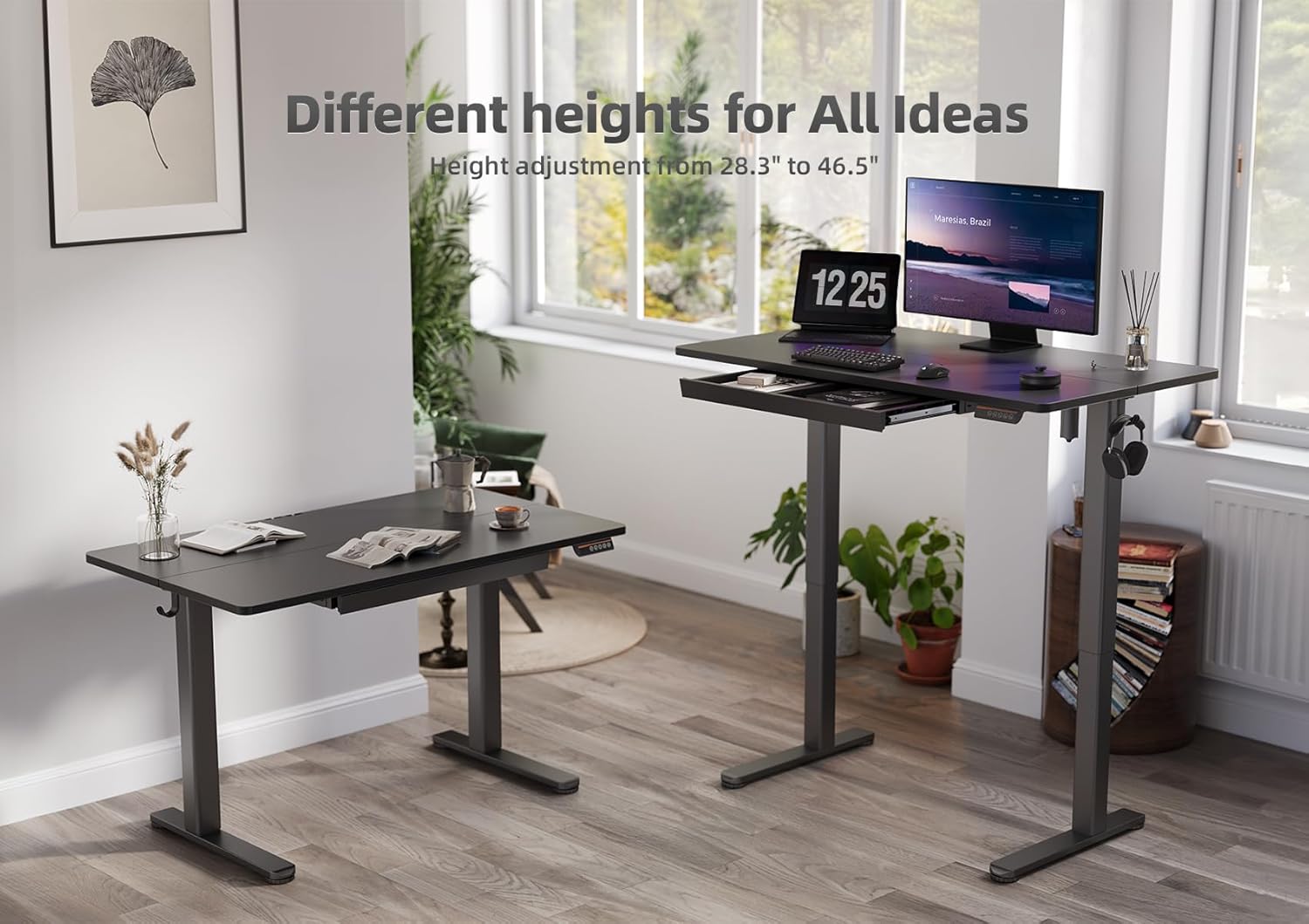 55 x 24 Inch Adjustable Height Stand Up Desk, Sit Stand Computer Desk ...